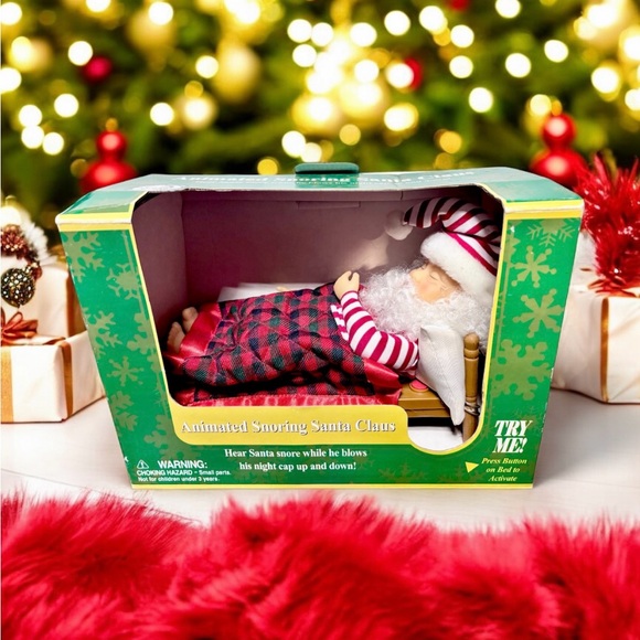 Holiday | Vtg Christmas Gemmy Animated Snoring Santa Sleeping In Bed ...